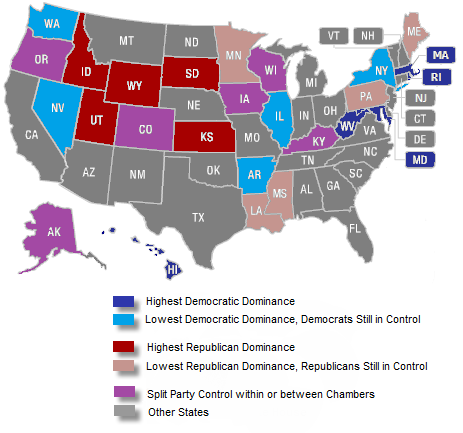 Party dominance in state legislatures - Ballotpedia
