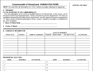 Ballot access requirements for political candidates in Pennsylvania ...